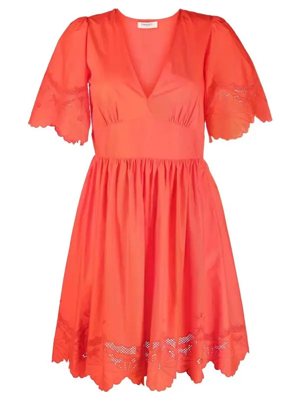 TWINSET Broderie-anglaise Short-sleeve Dress - Orange