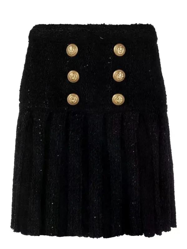 Balmain High-waisted Button-detail Skirt - Black