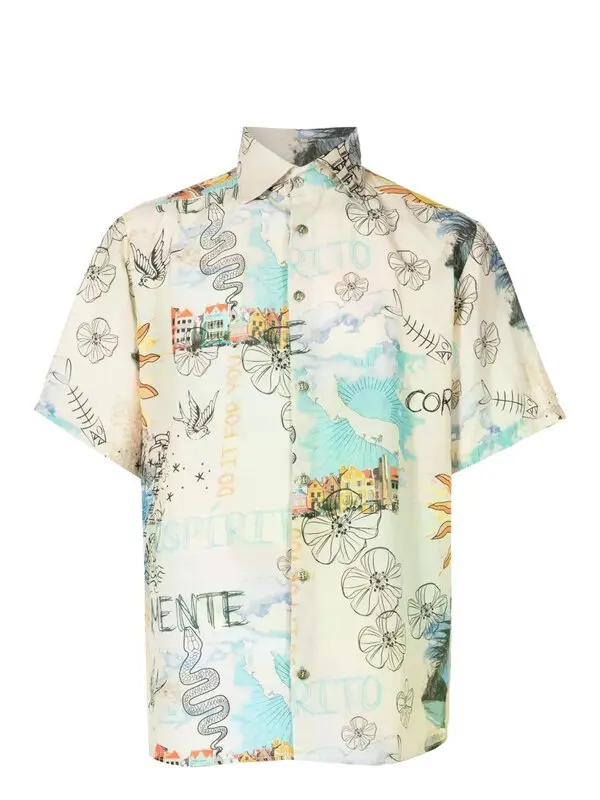 AMIR SLAMA Graphic-print Button-up Shirt - Multicolour