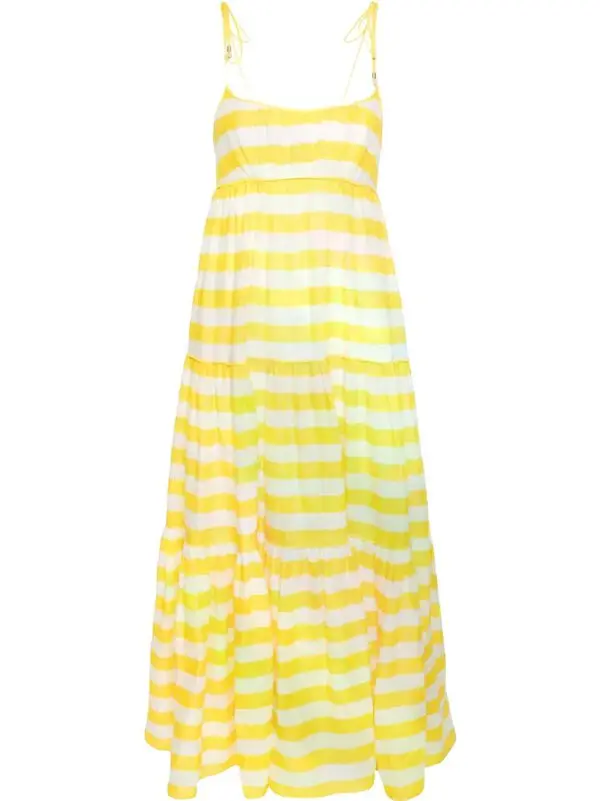 Zimmermann Alight Striped Linen Midi Dress - Yellow