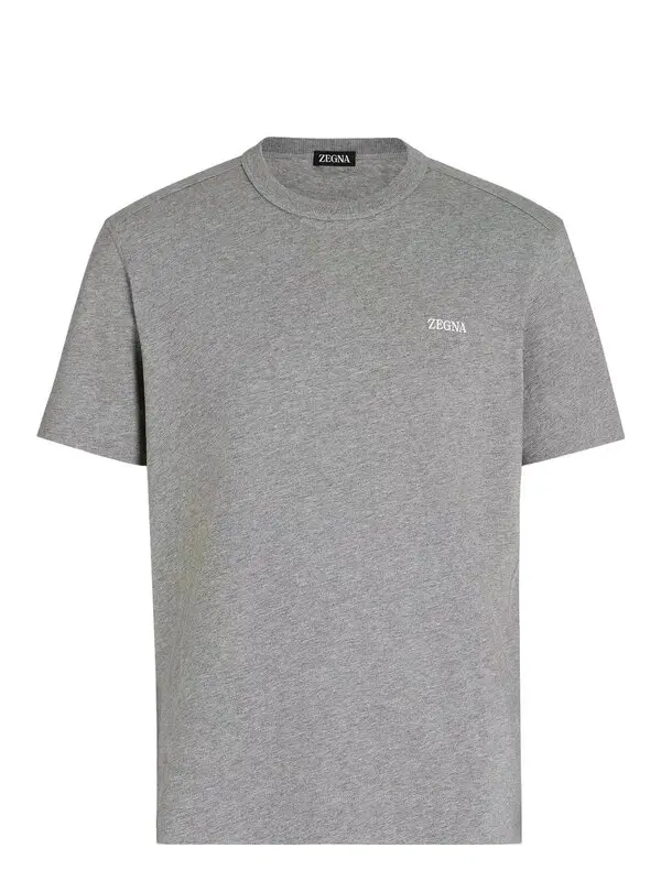 Zegna Logo-embroidered Cotton T-shirt - Grey