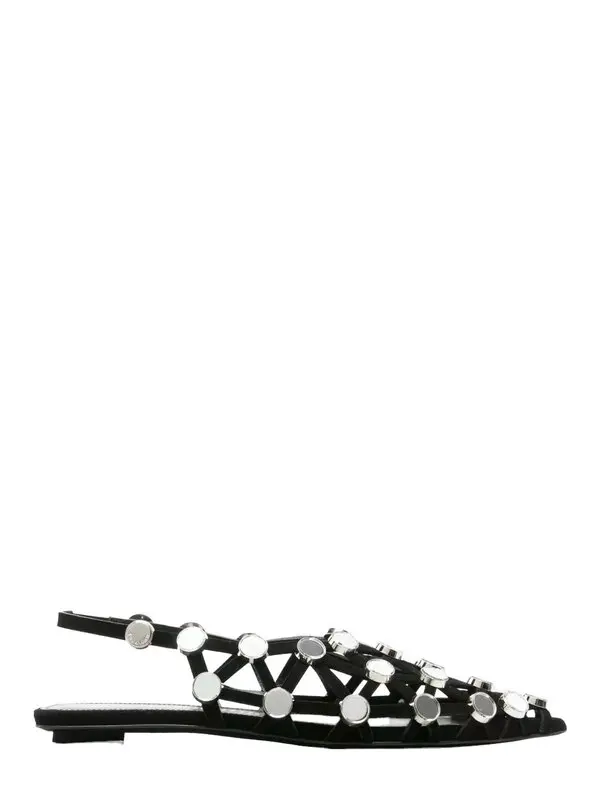 Attico Grid Rhinestone-embellished Ballerina Shoes - Black
