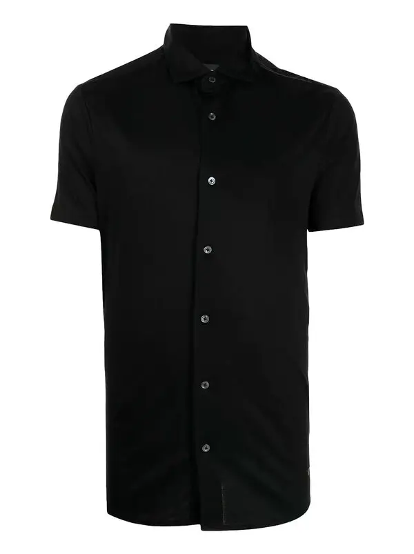 Emporio Armani Logo-plaque Short-sleeve Shirt - Black