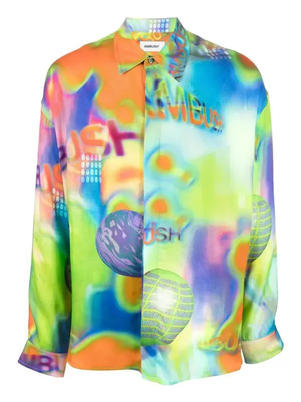 AMBUSH Graphic-print Long-sleeve Shirt - Blue