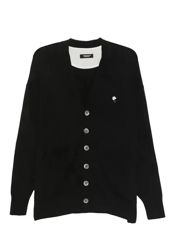 Undercover Floral-appliqué Cardigan - Black