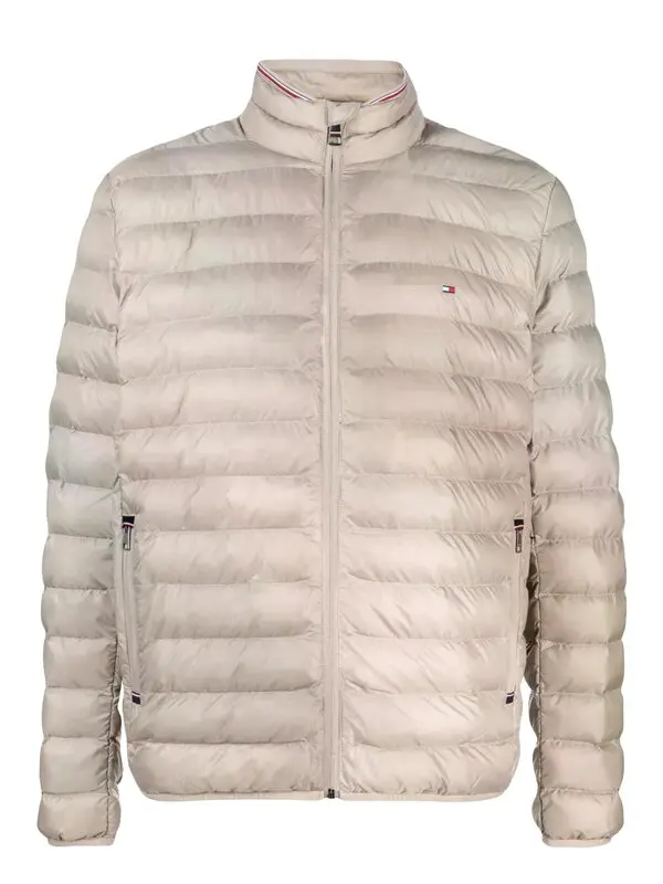 Tommy Hilfiger Logo-patch Zipped Puffer Jacket - Neutrals