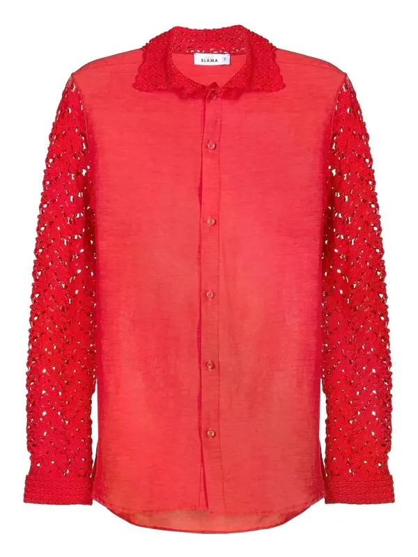 AMIR SLAMA Floral-lace Detail Shirt - Red