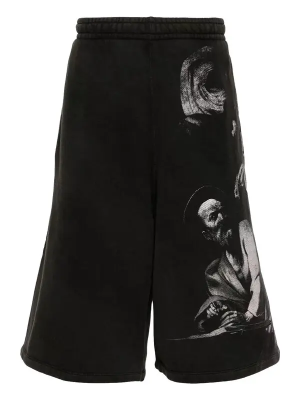 Off-White Cotton Track Shorts - Black