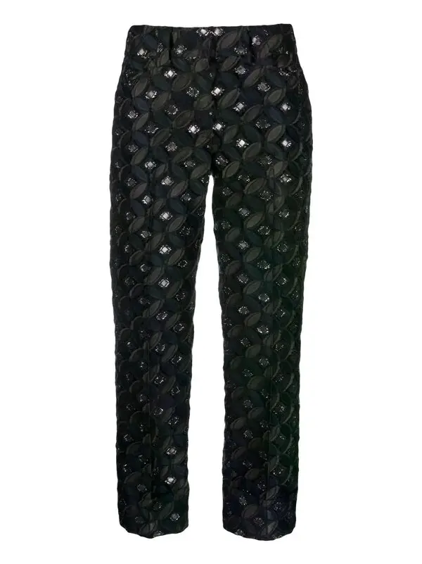 Fabiana Filippi Patterned Jacquard Cropped Trousers - Blue