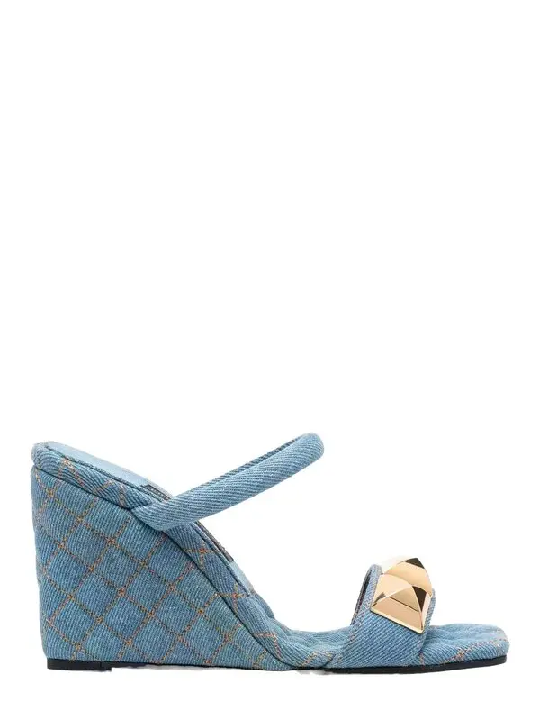 Philipp Plein 110mm Stud-detail Wedge Sandals - Blue