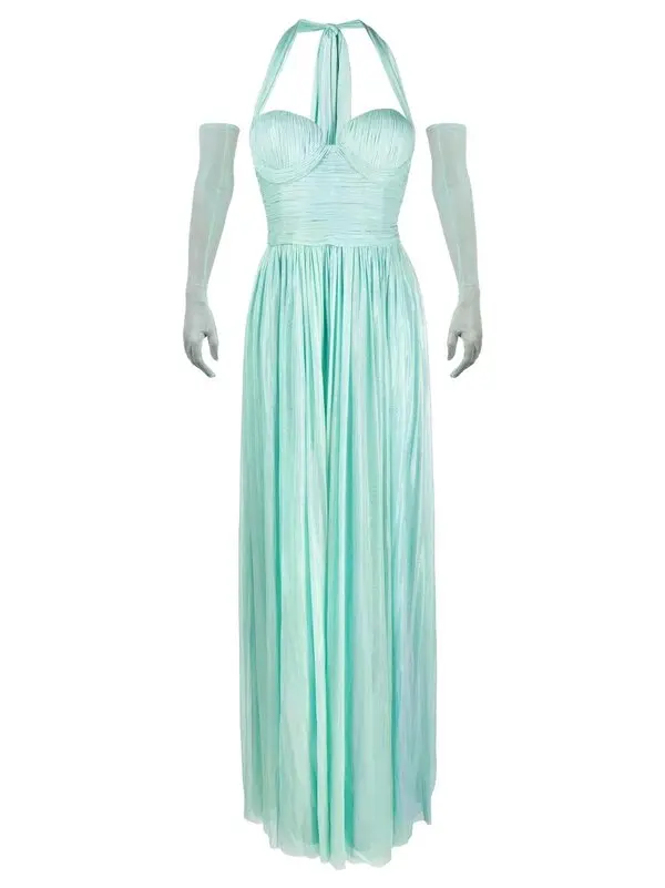 JEAN-LOUIS SABAJI Sleeveless Tulle Maxi Dress - Blue