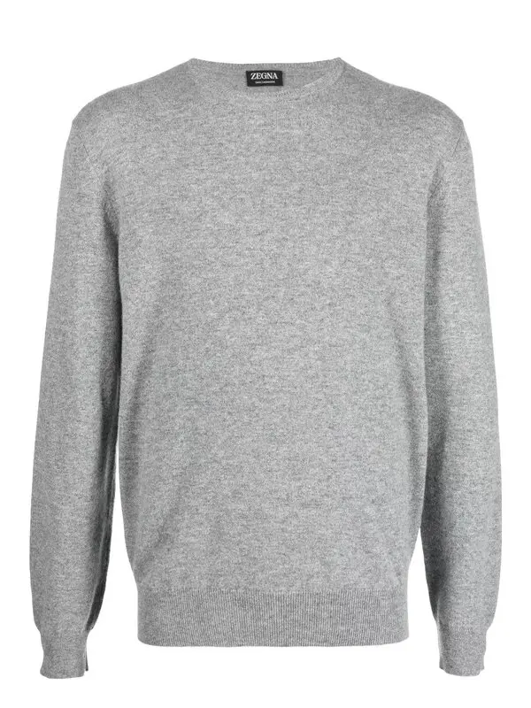 Zegna Crew Neck Cashmere Sweater - Grey