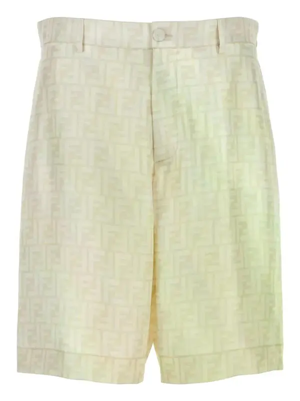 Fendi Ff Silk Shorts - Neutrals