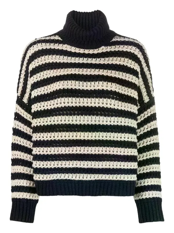 Brunello Cucinelli Stripe-print Turtleneck Jumper - Blue
