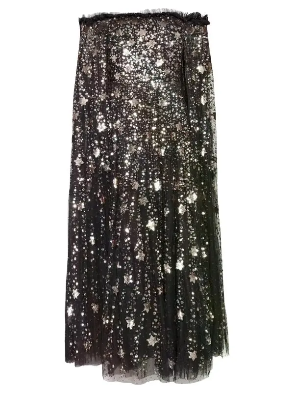 NEEDLE & THREAD Shooting Stars Cape Ankle Dress - Black