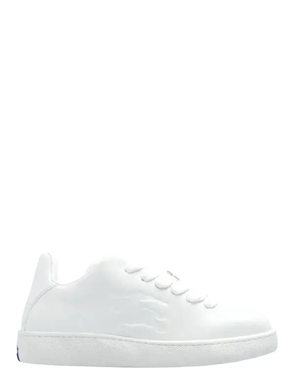 Burberry Twisted Metal Detail Leather Sneakers - White
