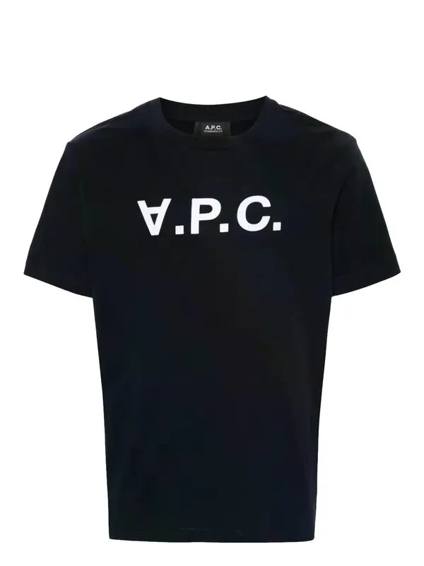 A.p.c. Flocked-logo Cotton T-shirt - Blue