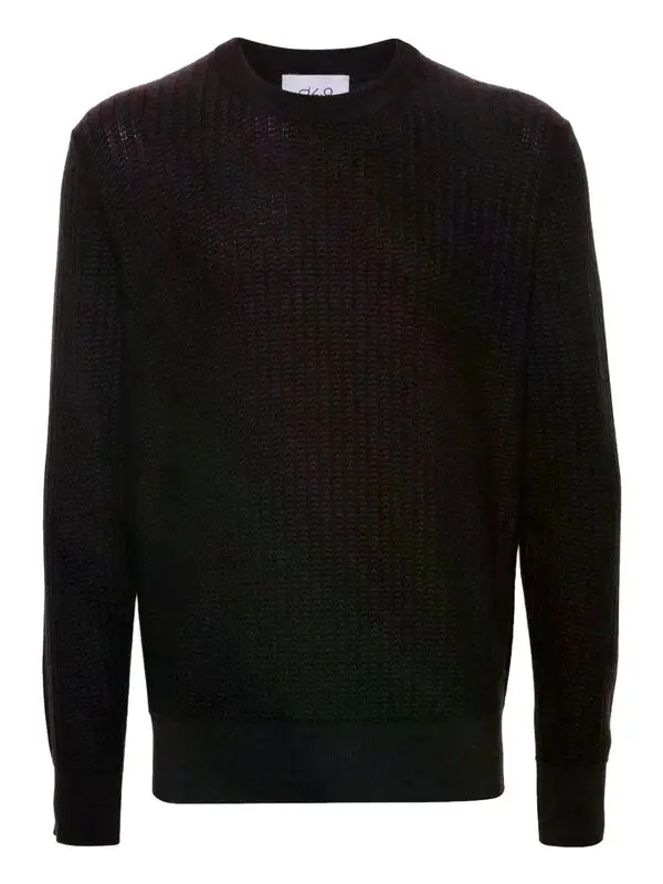 D4.0 Patterned Wool-silk Blend Sweater - Brown