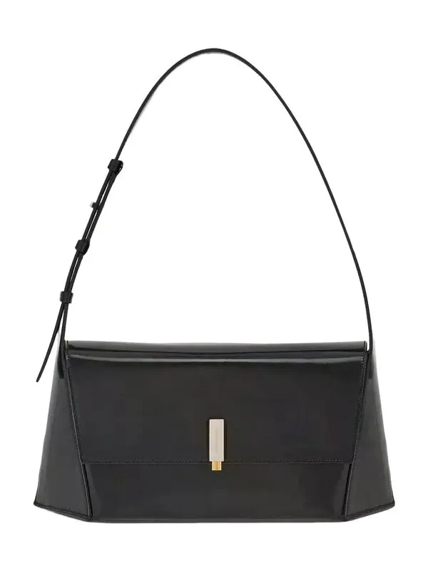 FERRAGAMO Geometric Leather Shoulder Bag - Black