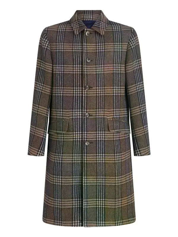 Etro Plaid Check Pattern Coat - Brown
