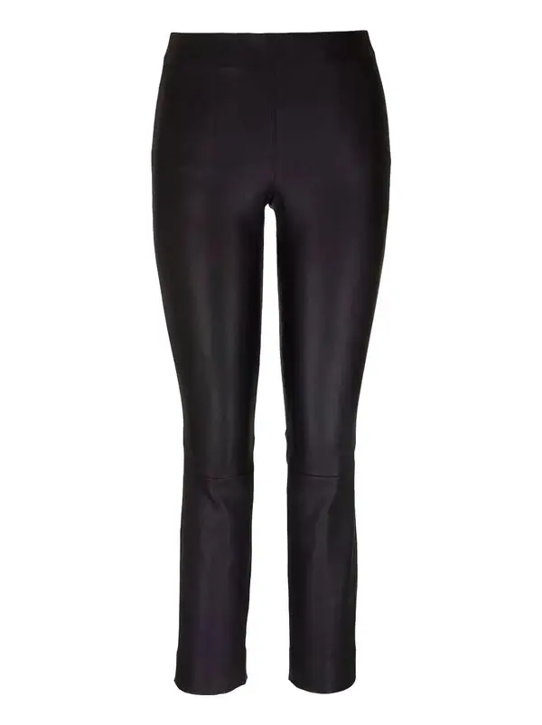 Vince Leather Slim-cut Trousers - Black