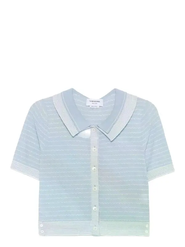 Thom Browne Striped Tuck-stitch Cardigan - Blue