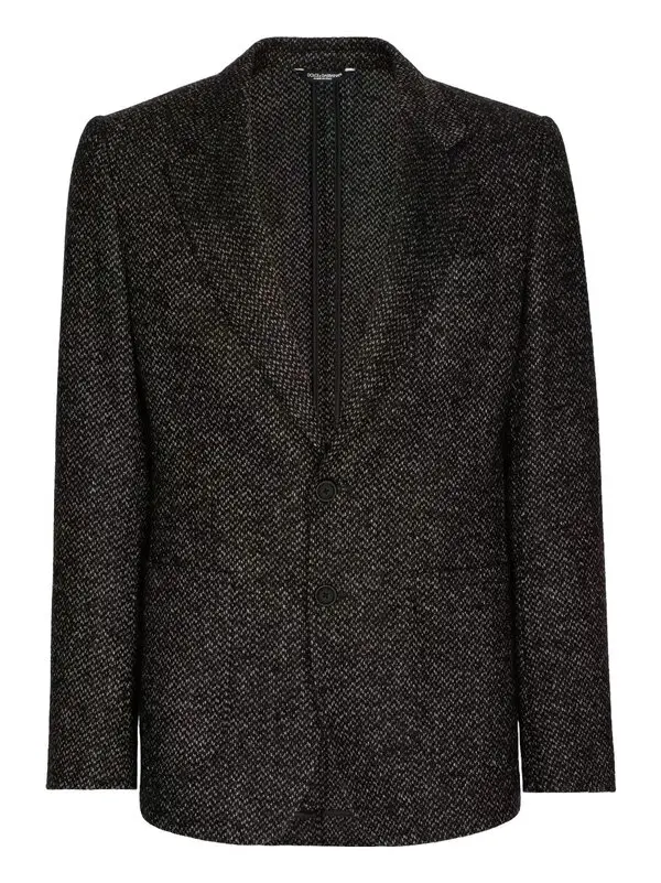 Dolce & Gabbana Single-breasted Bouclé Blazer - Black
