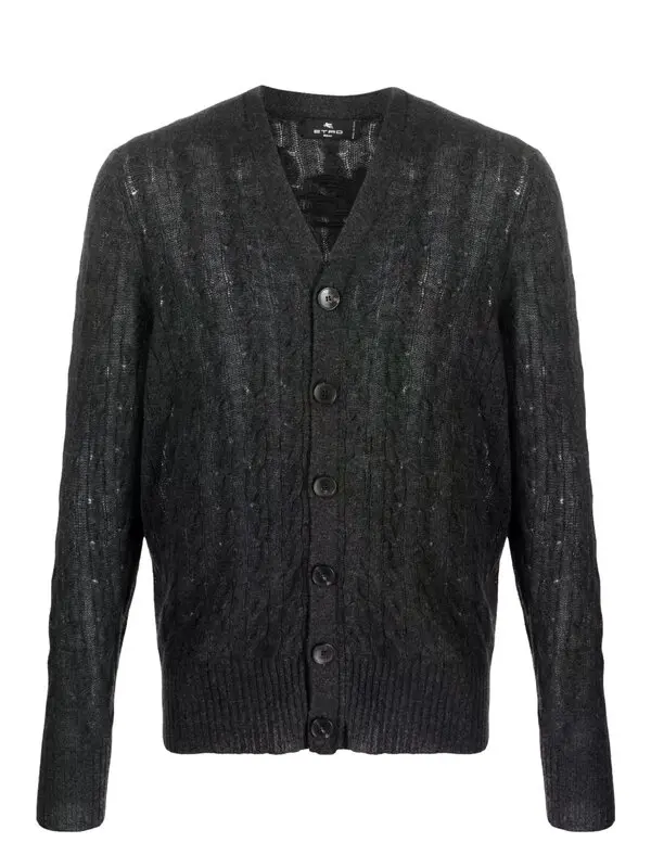 Etro Cable-knit Cashmere Cardigan - Grey
