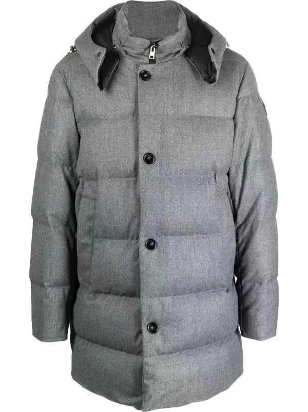 Woolrich Padded Button-down Parka Coat - Grey