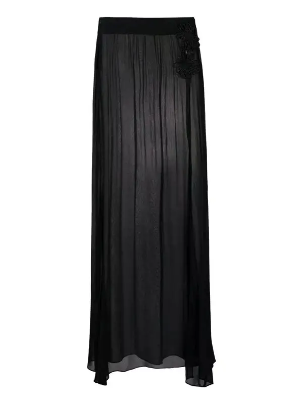 AMIR SLAMA Floral-appliqué Maxi Skirt - Black
