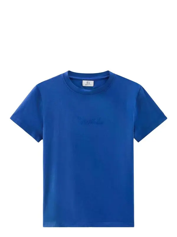 Woolrich Logo-embroidered Cotton T-shirt - Blue
