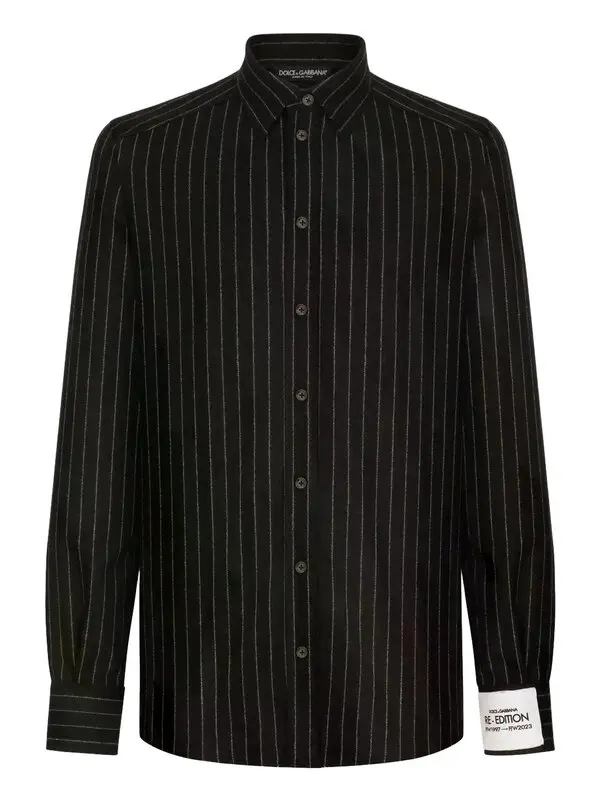 Dolce & Gabbana Striped Virgin-wool Shirt - Black