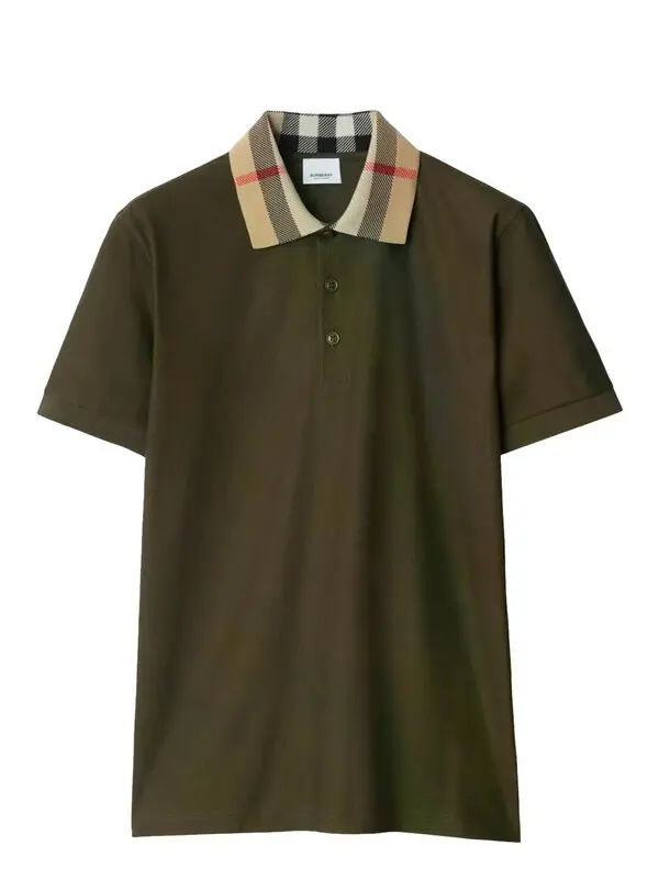 Burberry Checkered-collar Cotton Polo Shirt - Green