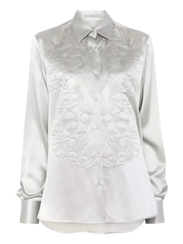 Ermanno Scervino Floral-embroidered Shirt - Grey