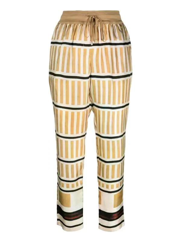 Lorena Antoniazzi Stripe-print Cropped Trousers - Neutrals
