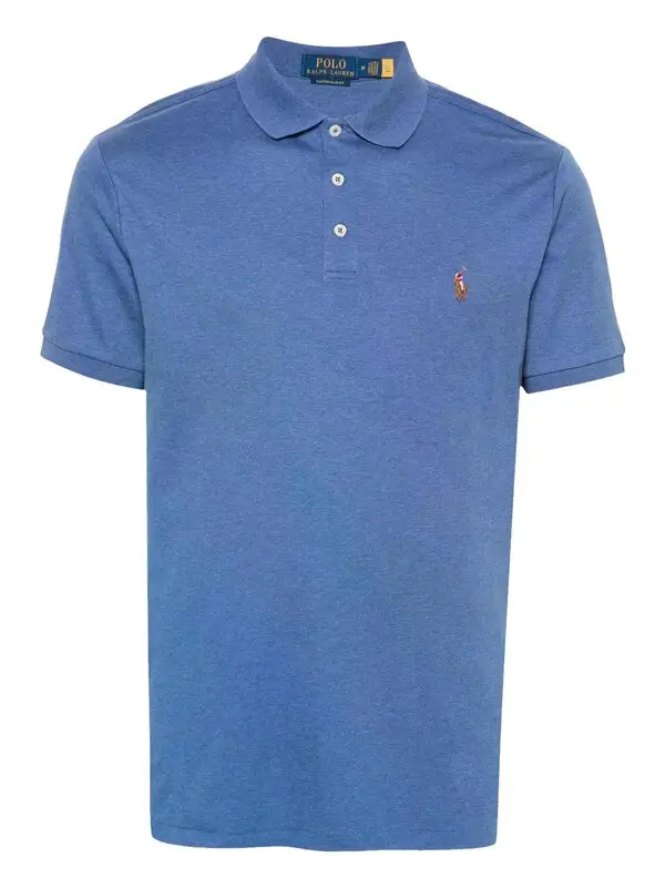 Polo Ralph Lauren Embroidered Logo Cotton Polo Shirt - Blue