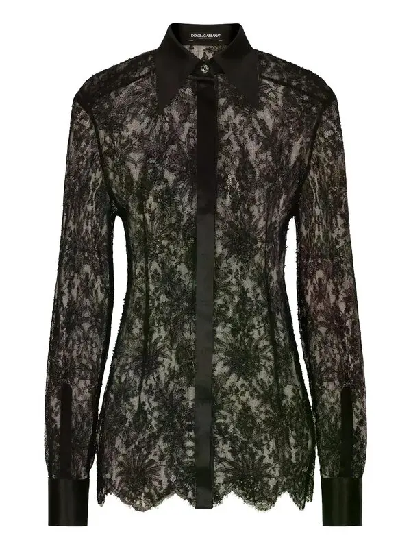 Dolce & Gabbana Floral-lace Shirt - Black