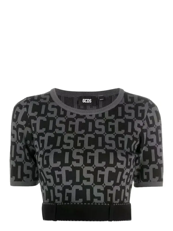 Gcds Matilda Monogram Cropped Top - Black