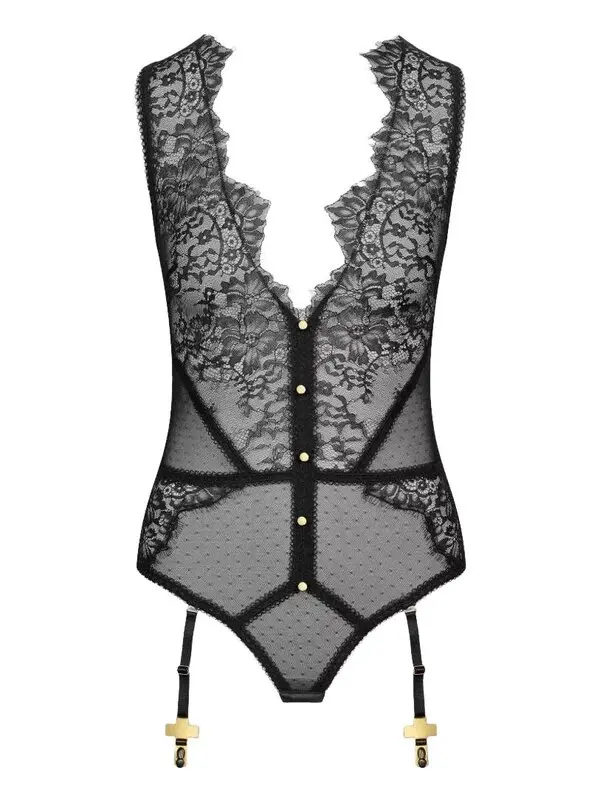 MAISON CLOSE Floral Lace Body - Black