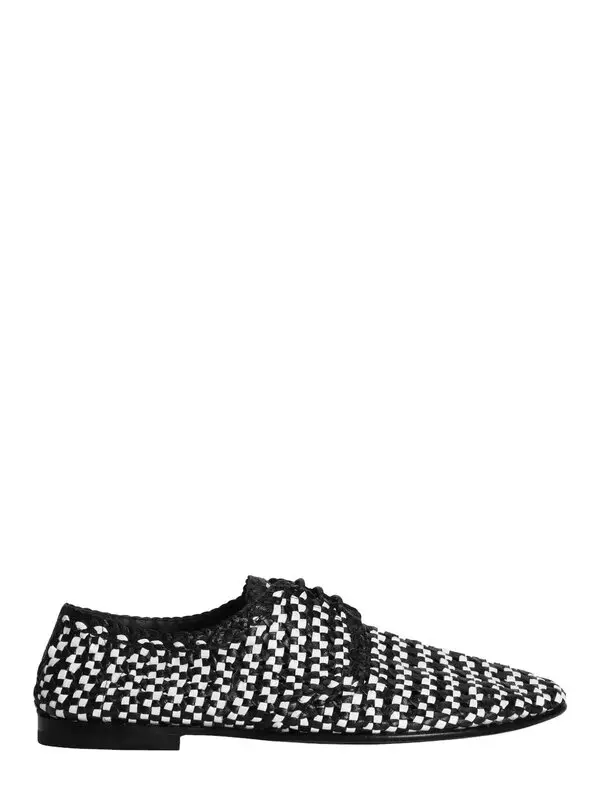 Dolce & Gabbana Woven Raffia Derby Shoes - Black