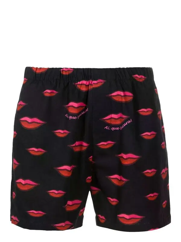 AMIR SLAMA Printed Cotton Shorts - Black