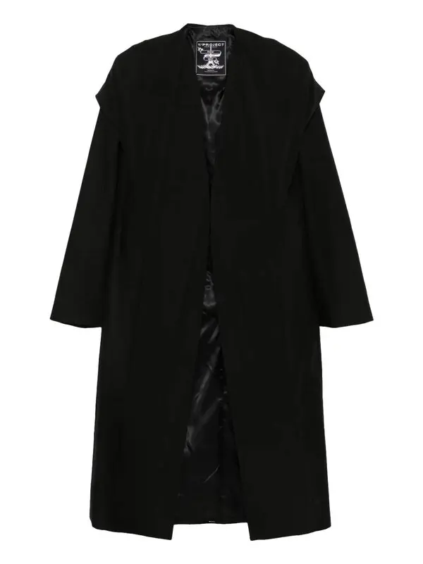 Y/project Draped-detail Coat - Black