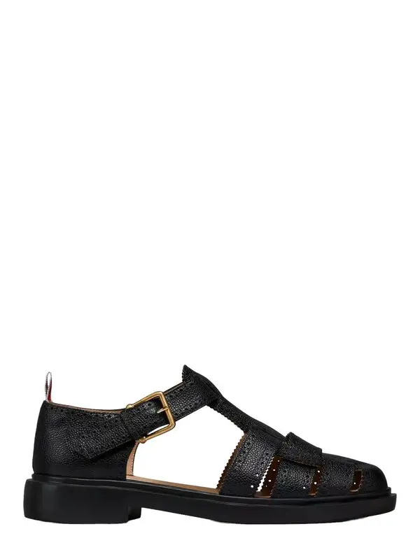 Thom Browne Pebbled Leather Fisherman Sandals - Black
