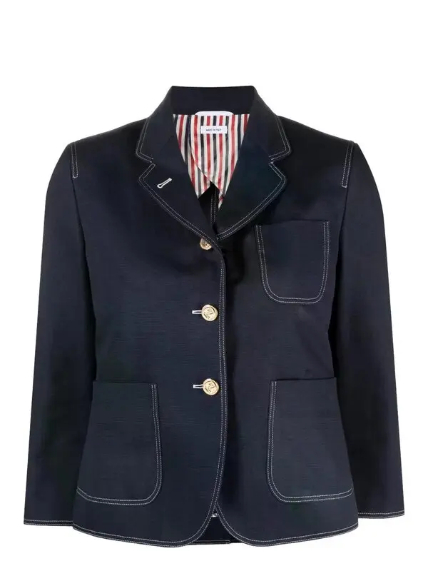 Thom Browne Sack-patch Cropped Jacket - Blue