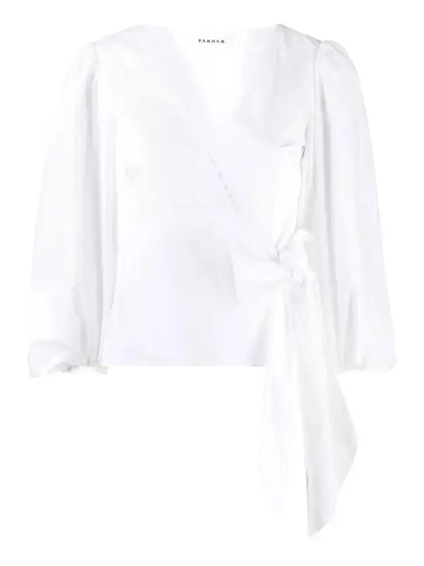P.a.r.o.s.h Side-tie Crop-sleeve Blouse - White