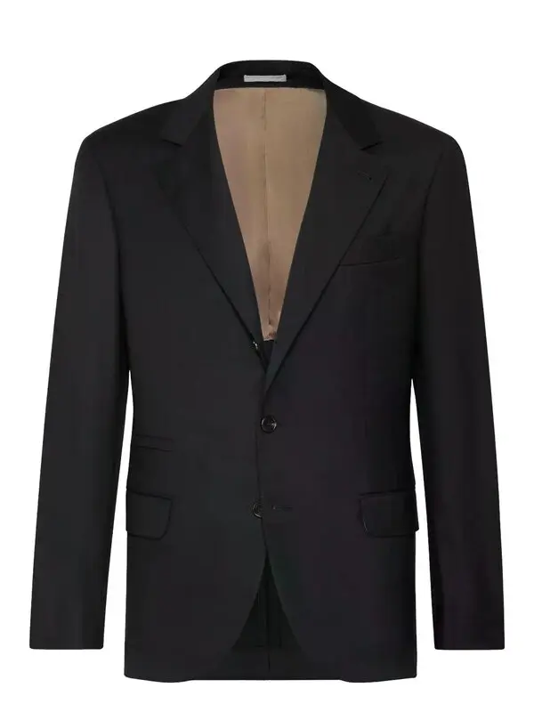 Brunello Cucinelli Super 150s Virgin Wool Four Season Batavia Twill Blazer - Black
