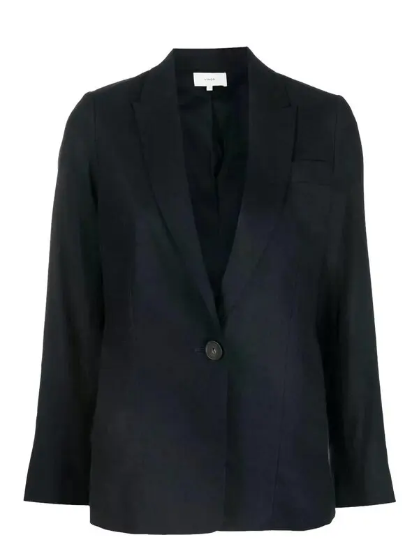 Vince Single-breasted Linen-blend Blazer - Blue
