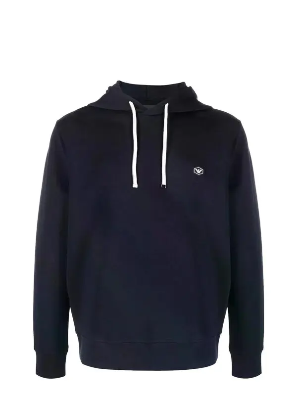Emporio Armani Long-sleeved Logo Patch Hoodie - Blue