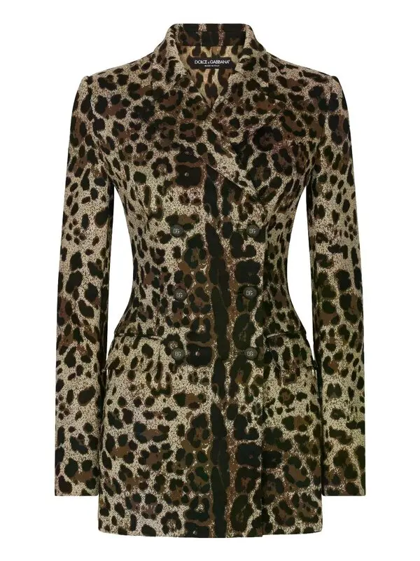 Dolce & Gabbana Leopard-print Double-breasted Blazer - Neutrals