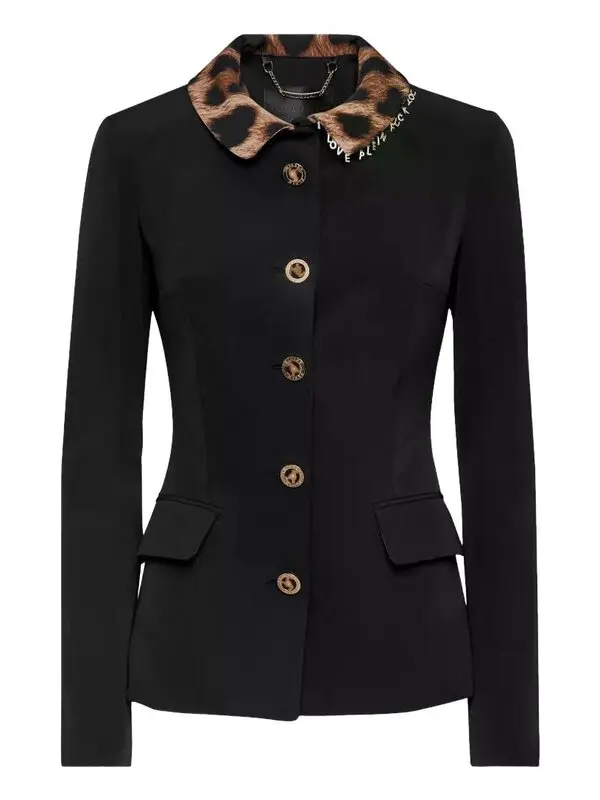 Philipp Plein Leopard Print-collar Cady Jacket - Black